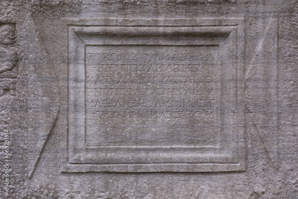 Old plaster sculptures and bas-reliefs, wall texture and patterns ...