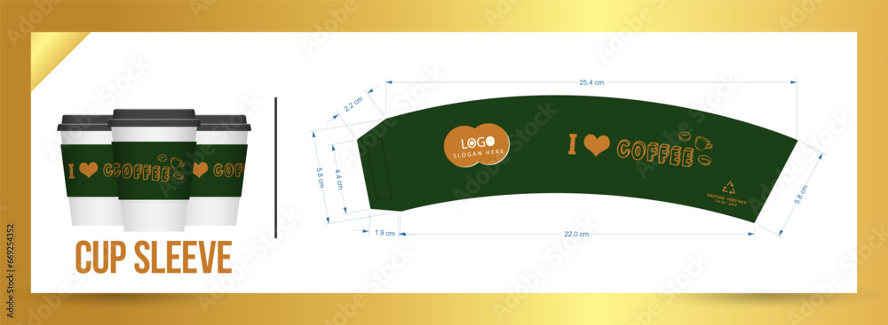 Paper Coffee Cup sleeve sample Die Cut - Templates print ready template ...