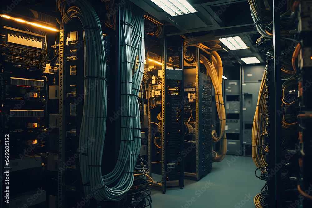 Ideal cable management in the server room. The result of the work done ...