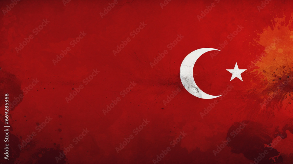 Turkish flag symbol of Republic of Turkey red cloth with a white ...
