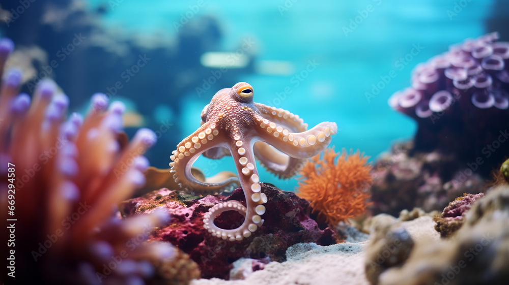Squid swimming in the ocean, octopuss in the sea, wildlife picture ...