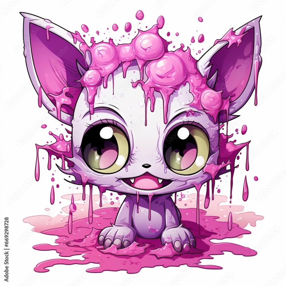 Mutated cartoon zombie cat graffiti designs canvas painting image AI ...