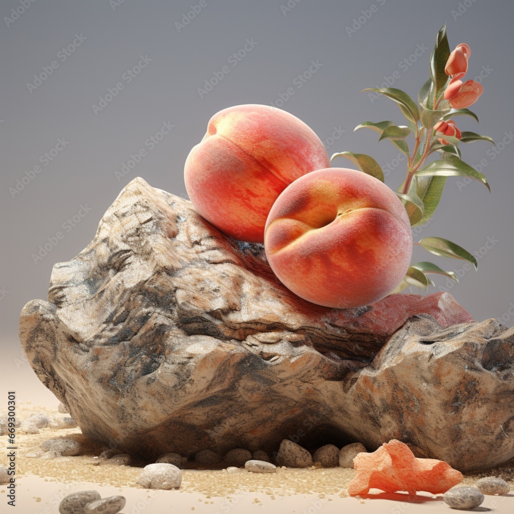 Peach fruits stone age peach pits prunus persica image AI generated art ...