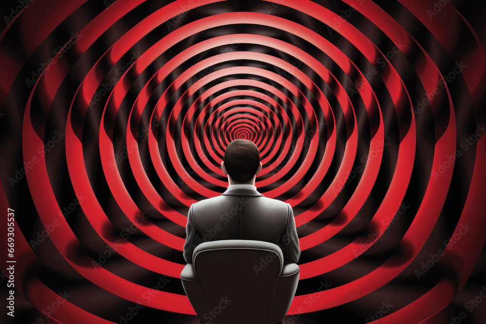 Process of hypnosis using symbolism black and red spiral optical ...