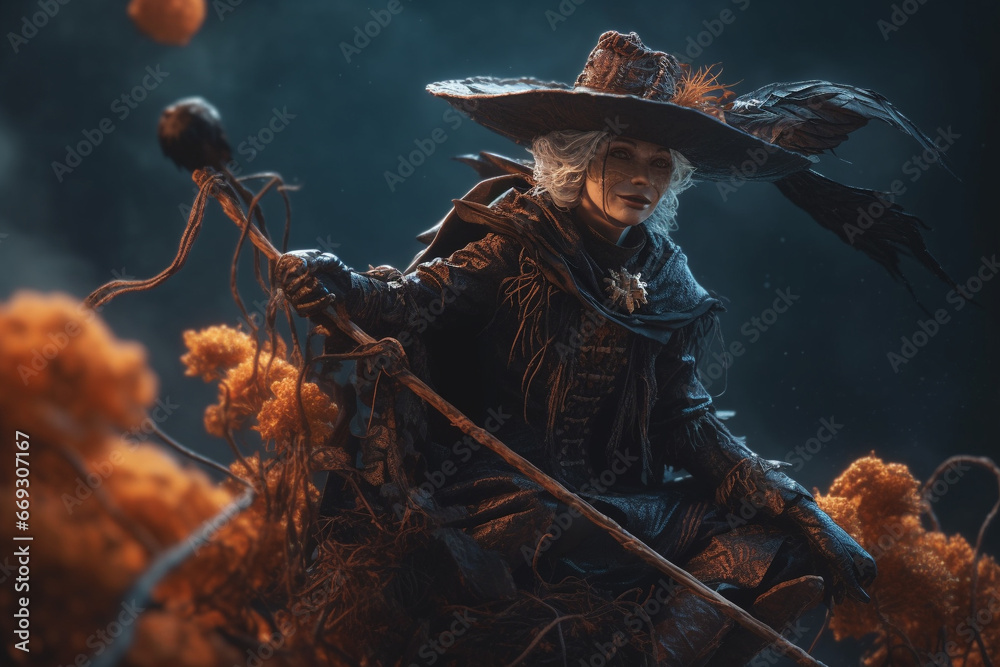 Witches tale fantasy Halloween otherworldly forces, hat conjuring ...