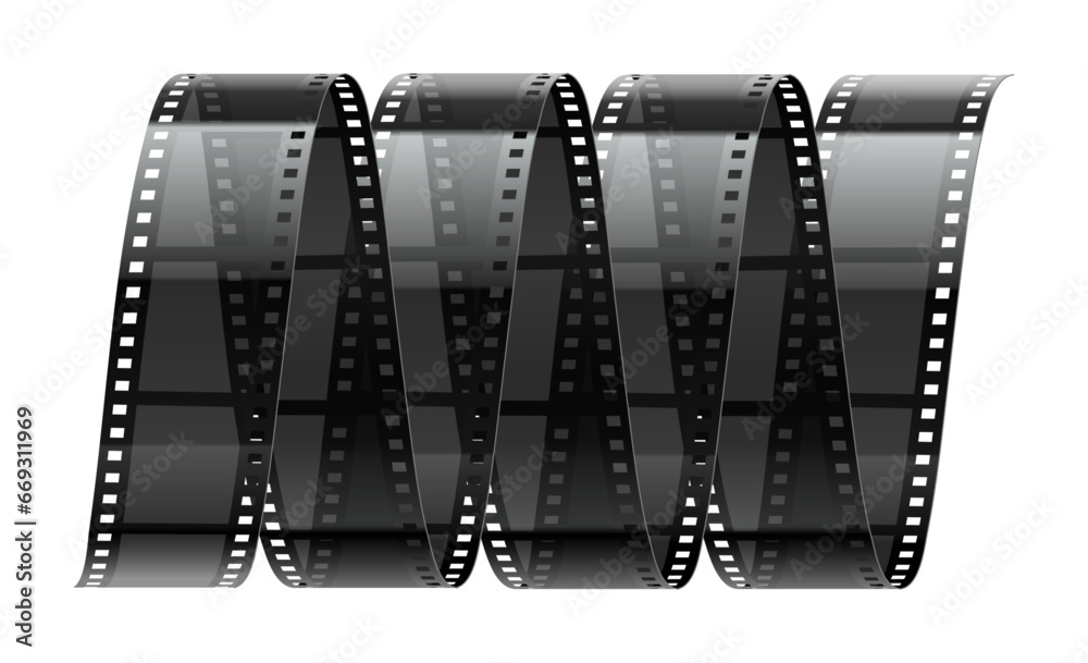 Online cinema video film tape, Isolated on white background. Retro ...