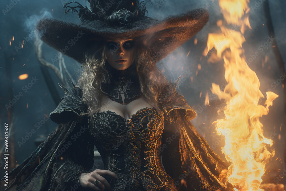 Witches tale fantasy Halloween otherworldly forces, hat conjuring ...