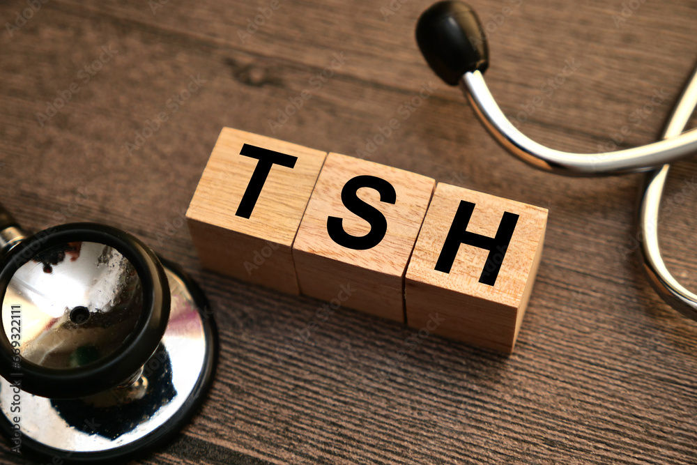 TSH, text words typography written with wooden letter, health and ...