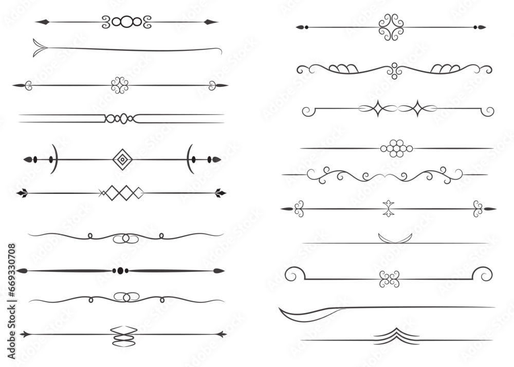 Page Divider And Design Elements. Set of Various Simple Black Divider ...