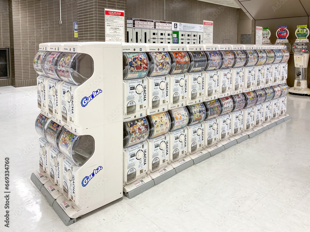 Tokyo Japan - 18 Oct 2023: Japanese capsule toy vending machine ...