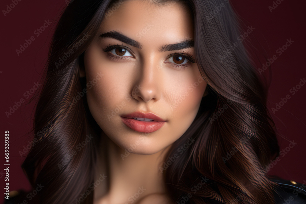 Studio portrait photo of a young beautiful Italian girl on a ...
