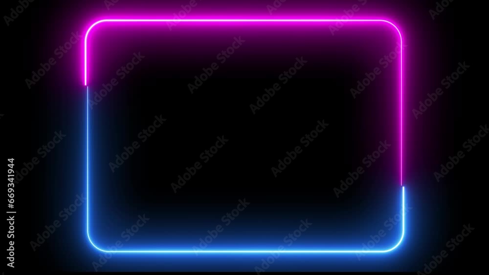cyber neon frame blue and purple ping animated frame background square ...