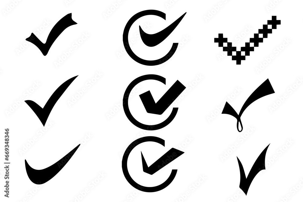 Check mark icon set. Check mark. Verified badge Tick icon. Checkmark ...