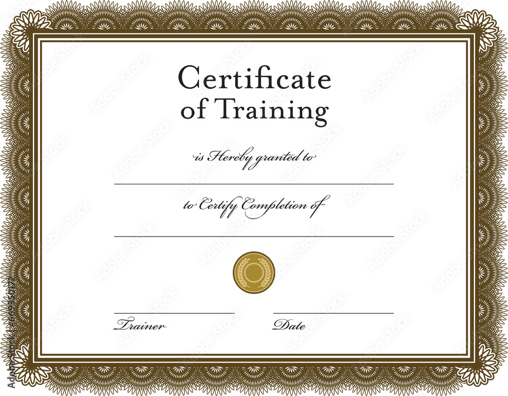 Digital png illustration of shapes and certificate of training text on ...