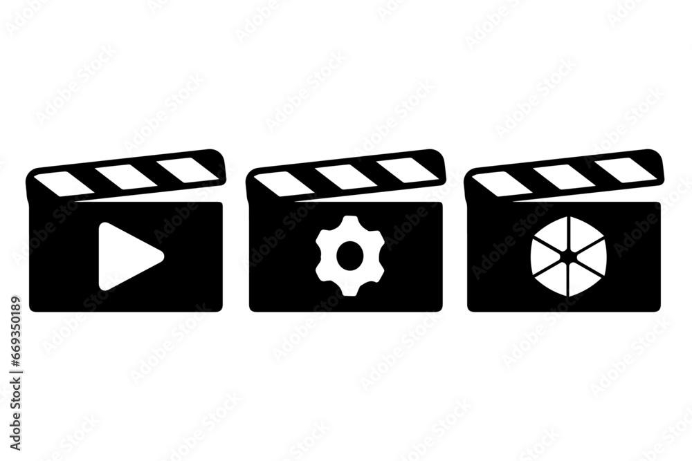 Clapper board set. Open movie clapper vector illustration. Opened and ...