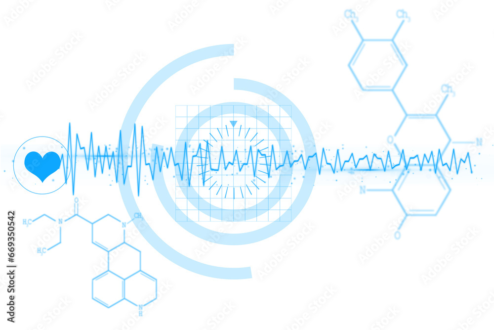 Digital png illustration of blue hearts, lifeline and digital circles ...