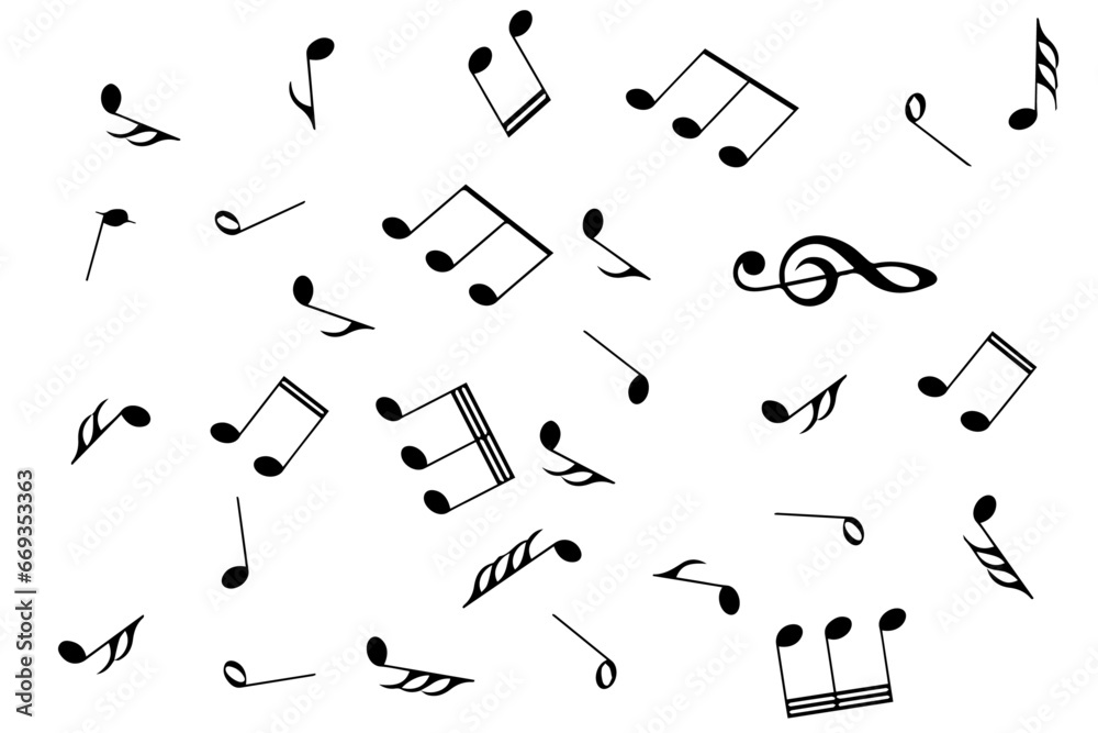 Naklejka Musical notes set. Music notes icons collection. Musical note ...