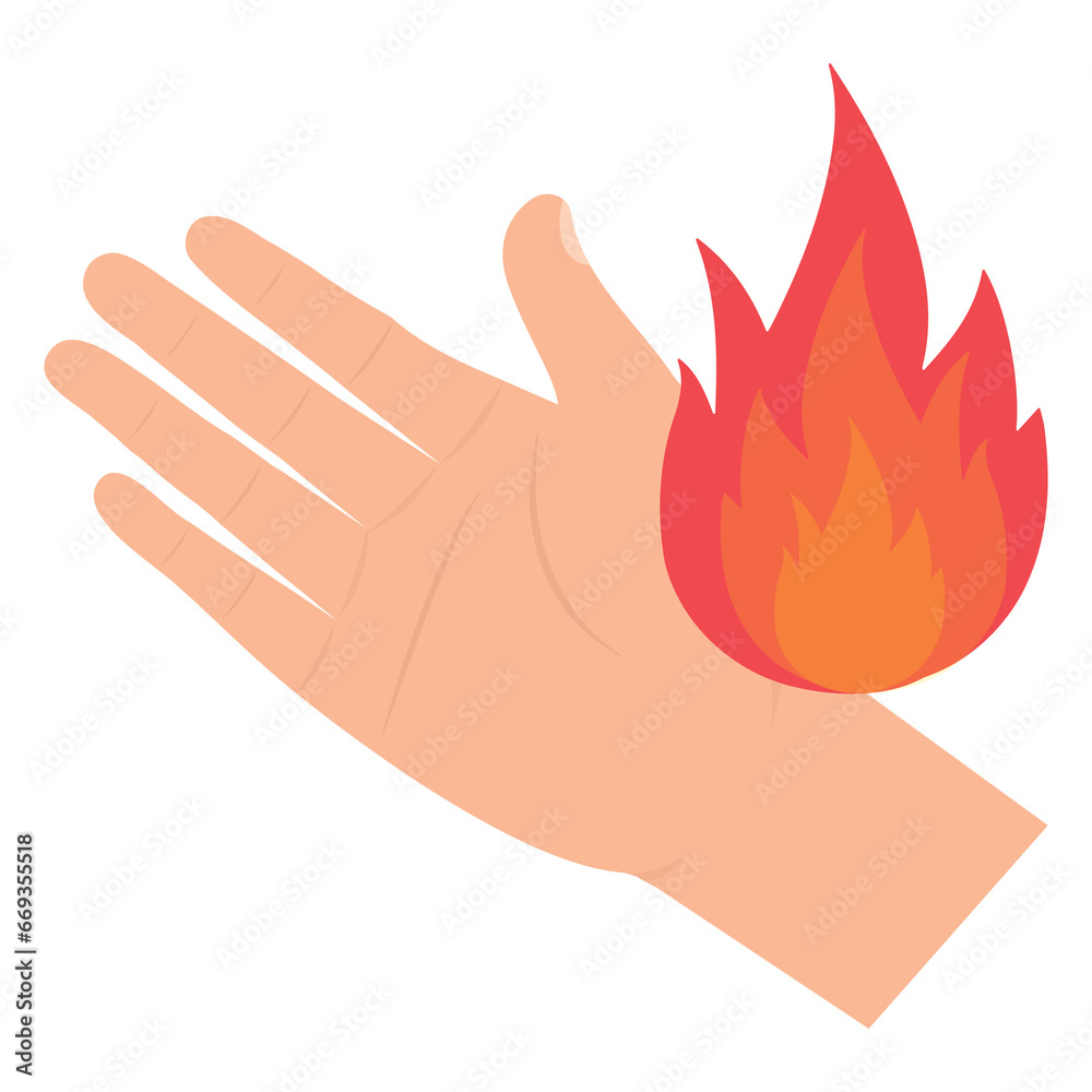 Vector illustration of burning hands icon sign and symbol. colored ...
