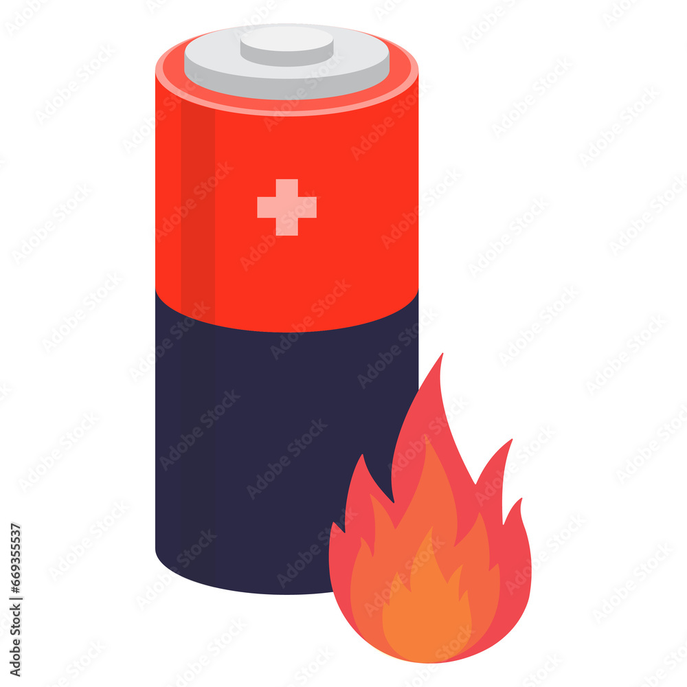 Vector illustration of burnt battery icon sign and symbol. colored ...