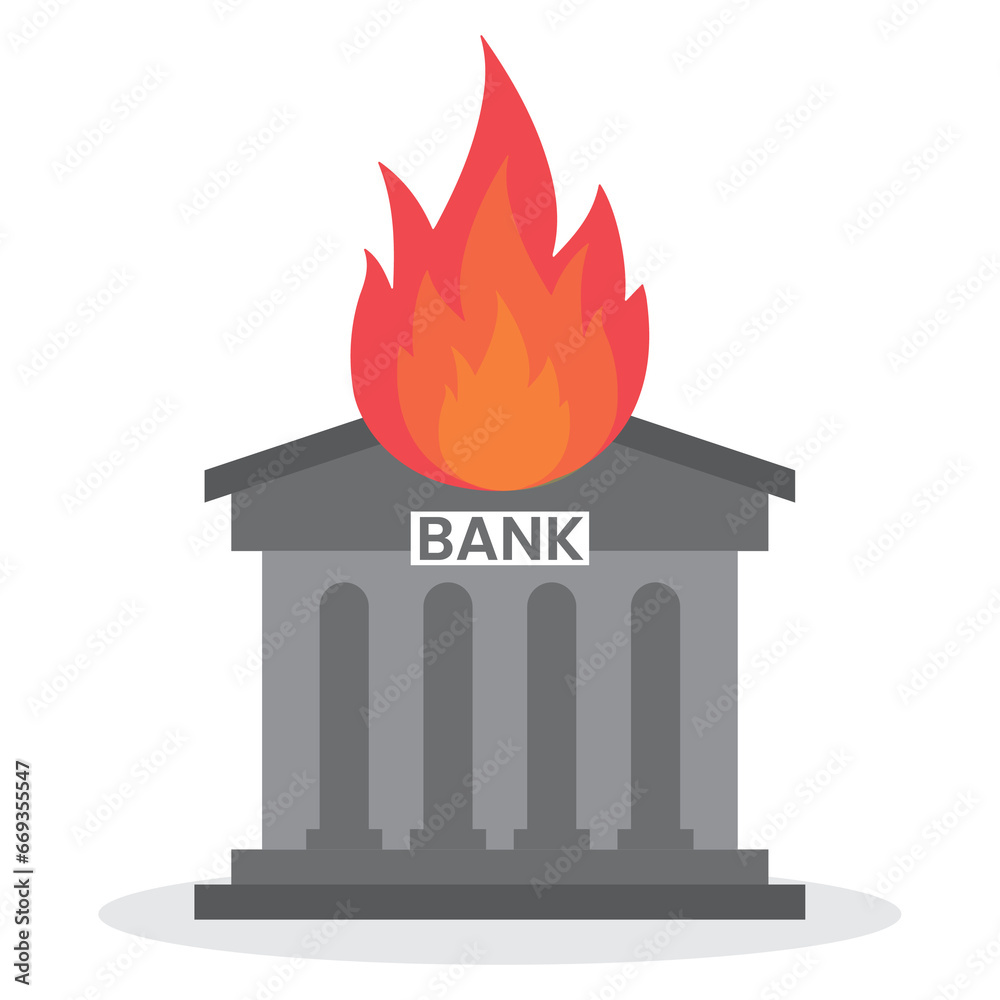 Vector illustration of bank on fire icon sign and symbol. colored icons ...