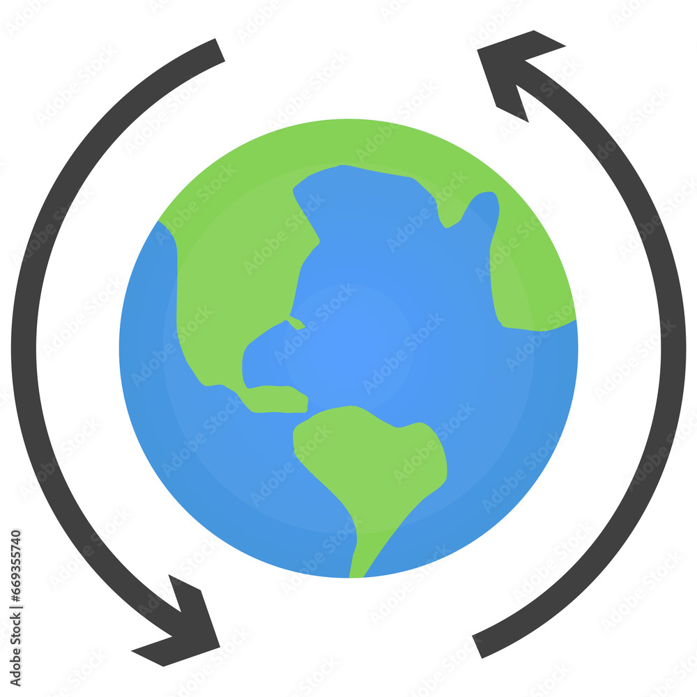Vector illustration of Earth's rotation icon sign and symbol. colored ...