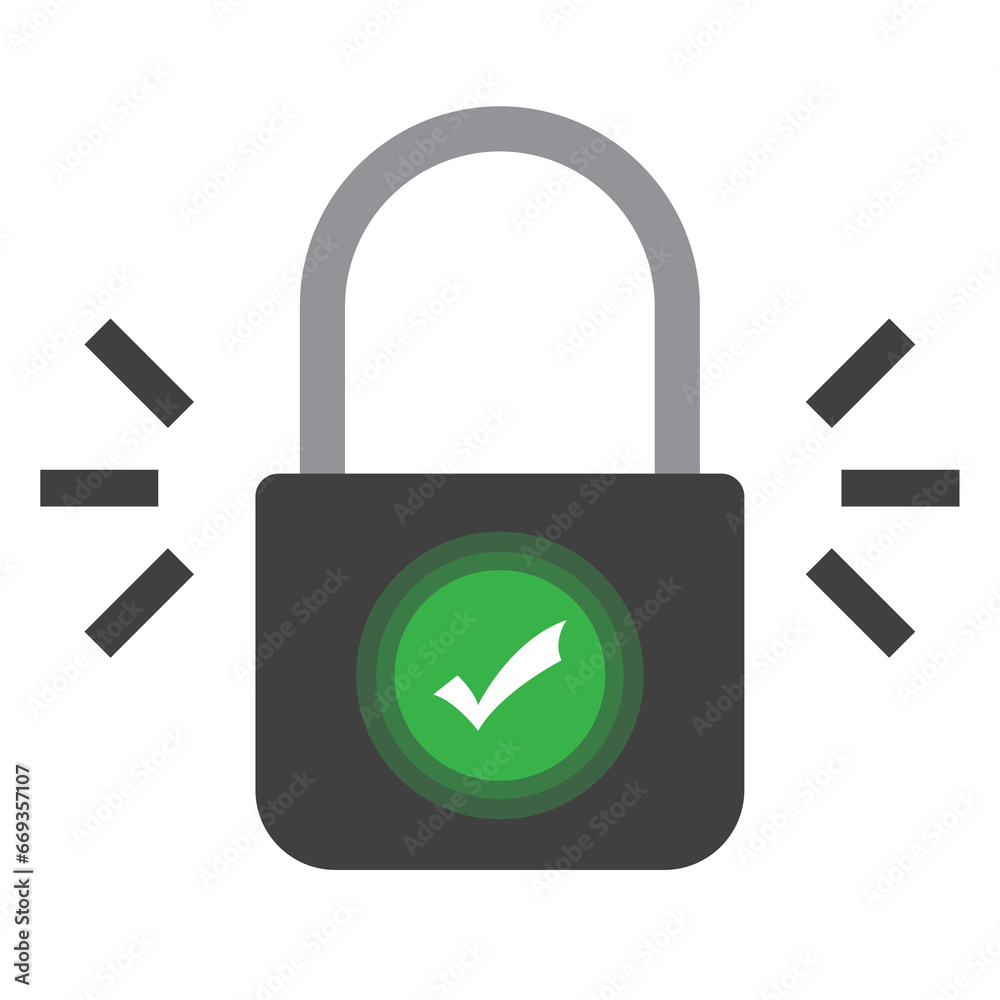 Vector illustration of lock approval icon sign and symbol. colored ...