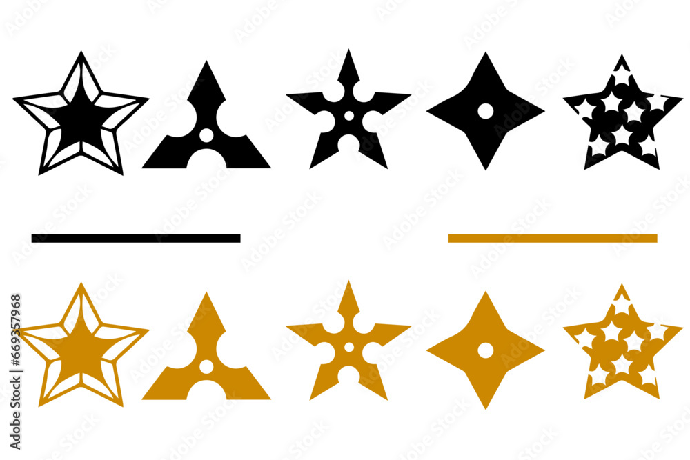 Star icon set. Star simple flat icon. 5 Stars. Stars symbols collection ...