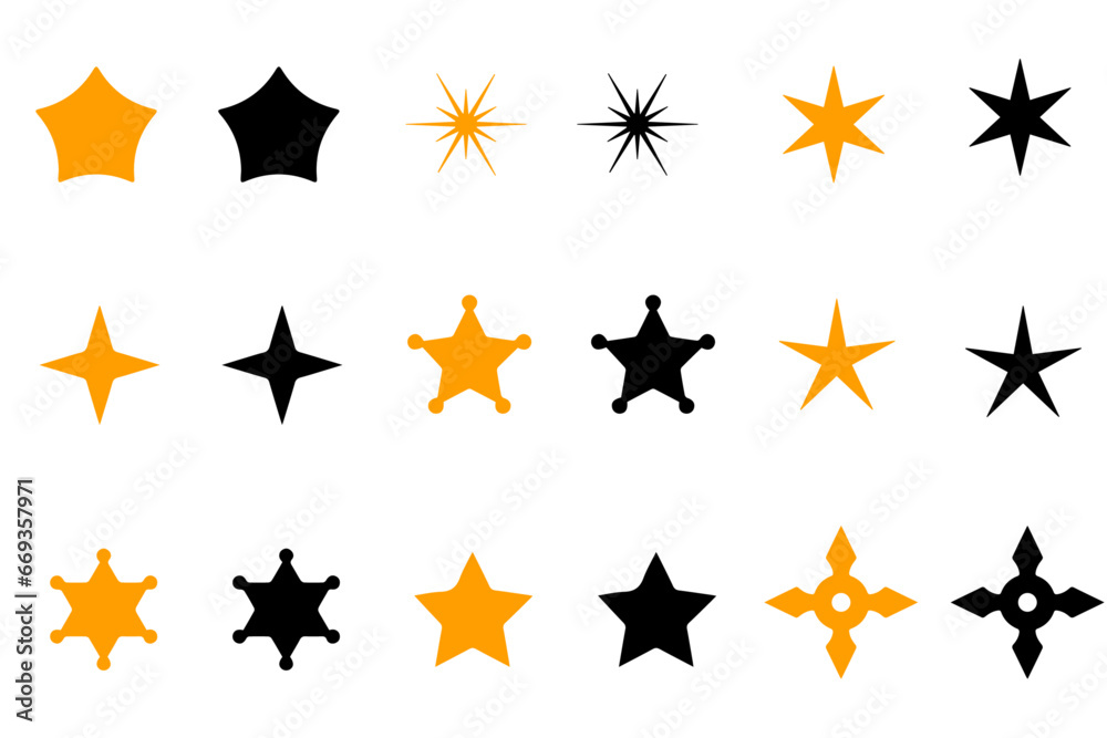 Star icon set. Star simple flat icon. 5 Stars. Stars symbols collection. Five Stars rating ...