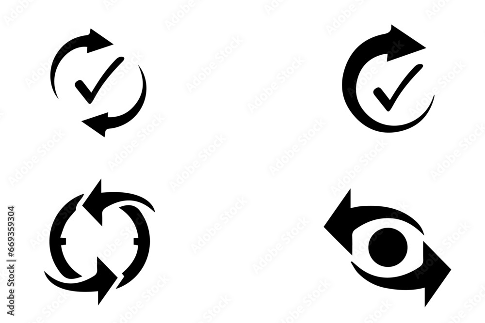Sync process icon set. Set of circle arrows rotating. Refresh, reload, recycle, loop rotation ...