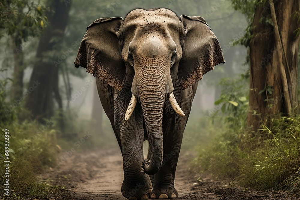 Generative AI : The Asian elephants also called Asiatic elephant, Stock ...