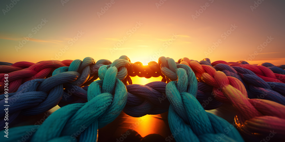 teamwork concept as a business metaphor for joining a partnership ...