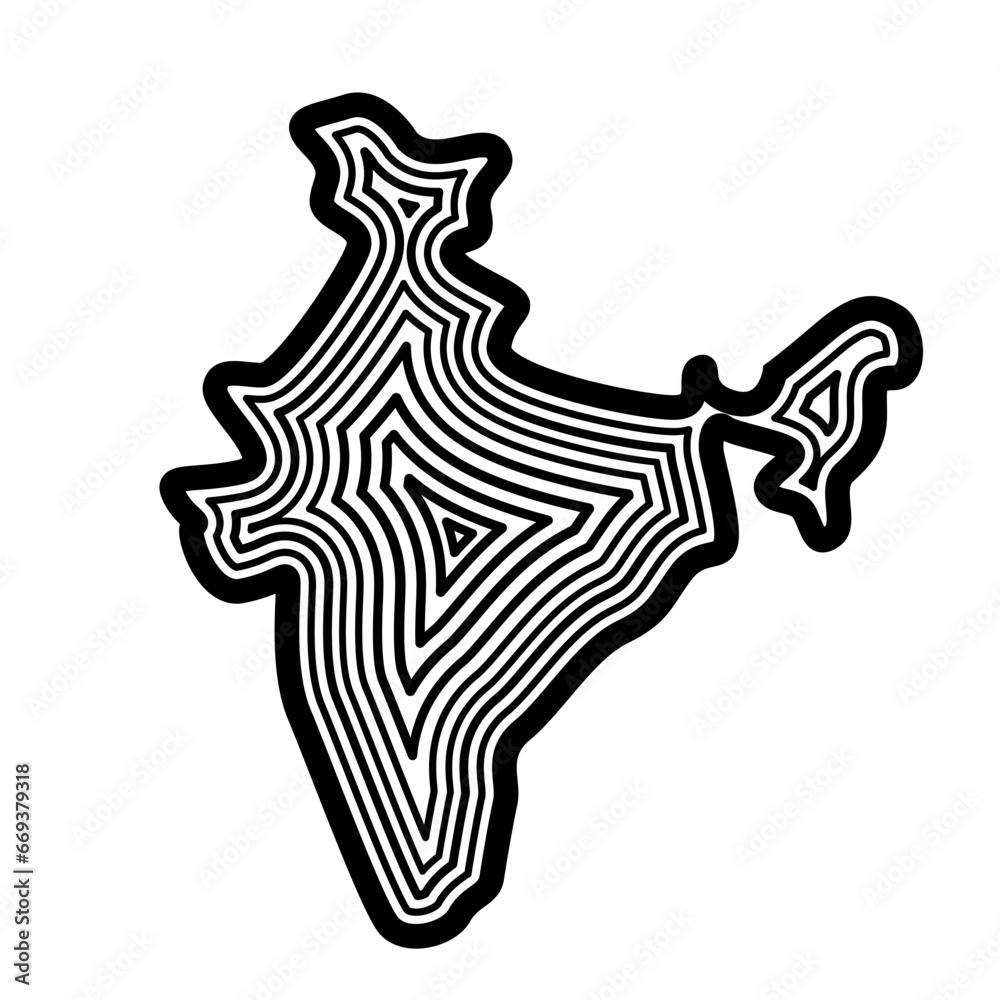 India map with lines illustration on white background. Stock Vector ...