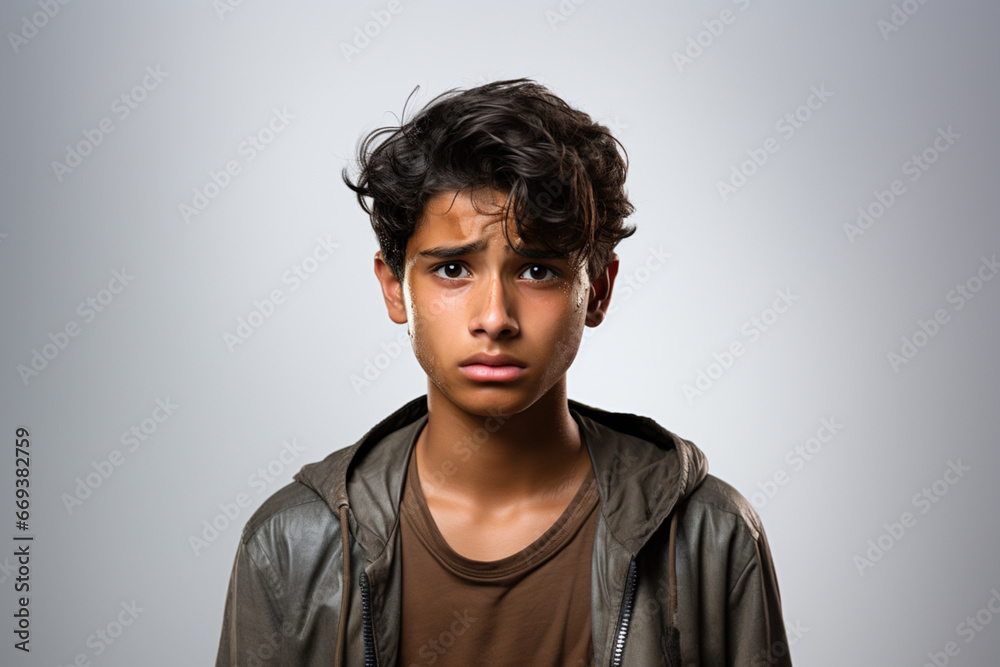 Upset depressed misunderstood stressed sad Indian teenager on studio ...