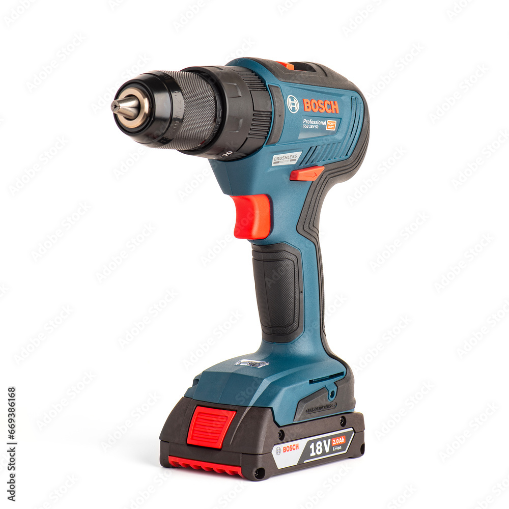 Istanbul - September 30, 2023: Bosch GSB 18V-50 Professional cordless ...