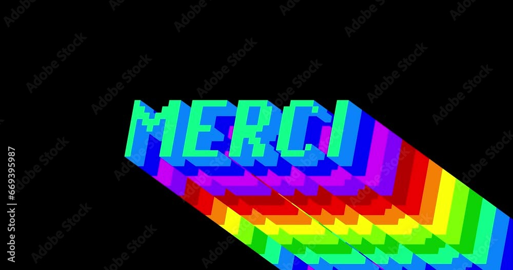 Merci - Thank You in French. 4k animated word with long layered ...