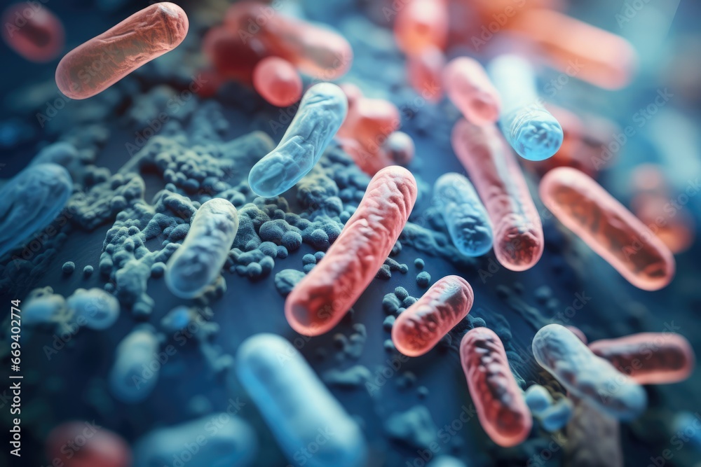 Probiotics Bacteria Seen Under Microscope For Digestion Stock Photo | Adobe Stock