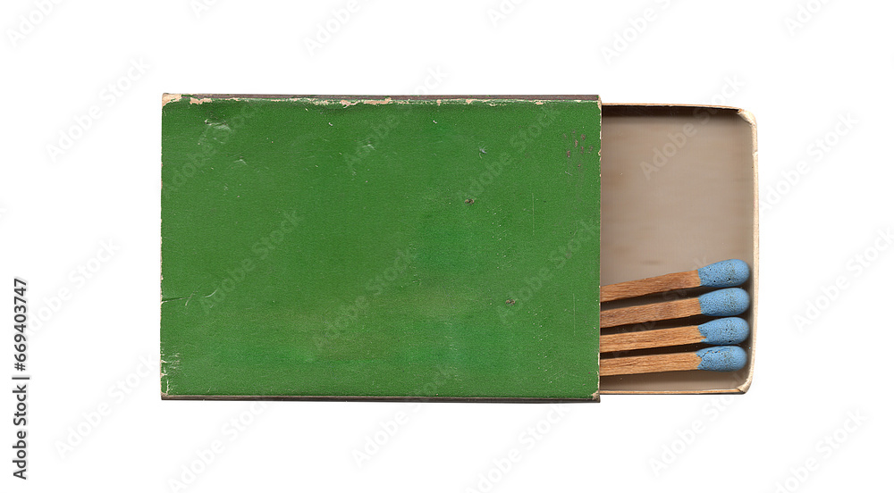 green vintage worn old pack of matches on png transparent background ...
