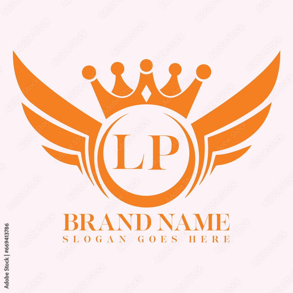 LP Letter Initial with Royal Luxury Logo and Wings Symbol. Wings design ...