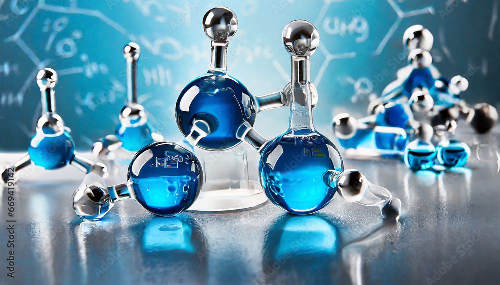 Hyaluronic acid molecules. Hydrated chemicals, molecular structure and ...