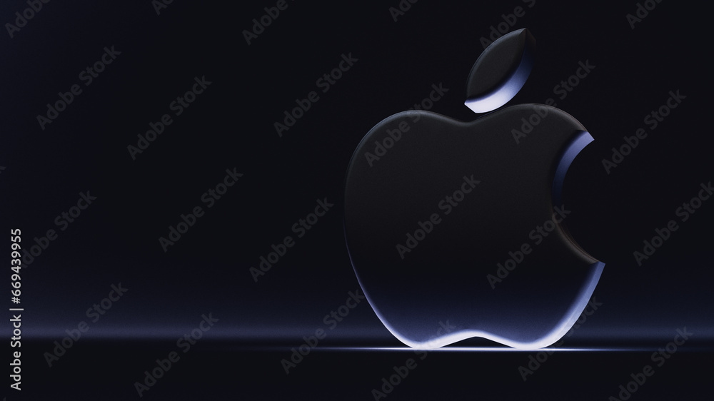 Apple Logo, 3d render image. Minsk, Belarus – October, 2023. Stock ...