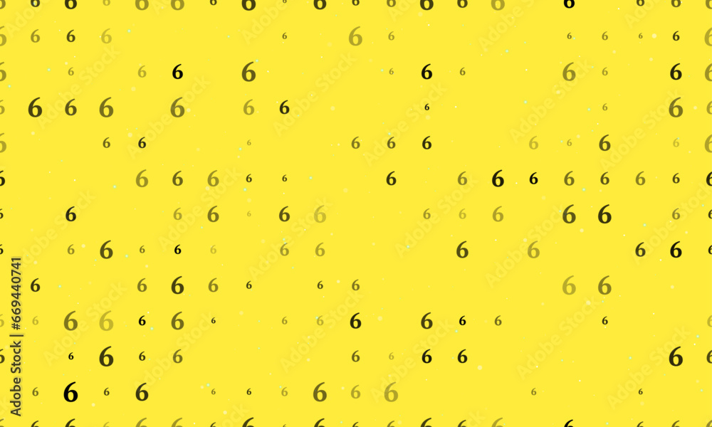 Seamless background pattern of evenly spaced black number six symbols ...