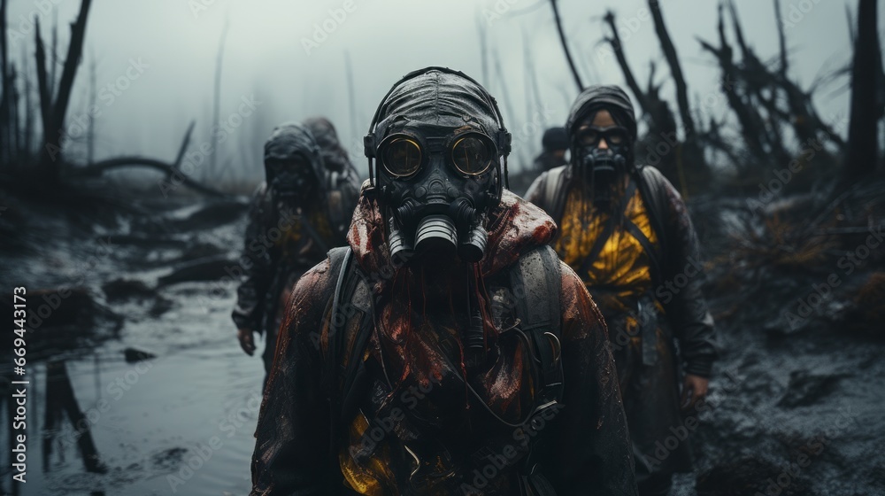 A group of resilient survivors navigating through the desolation after ...