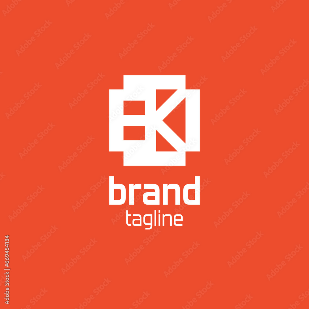 EK letter monogram logo vector design in white color on orange ...