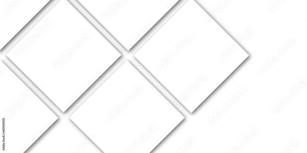 Abstract white geometric square lines background with shadow. Modern ...