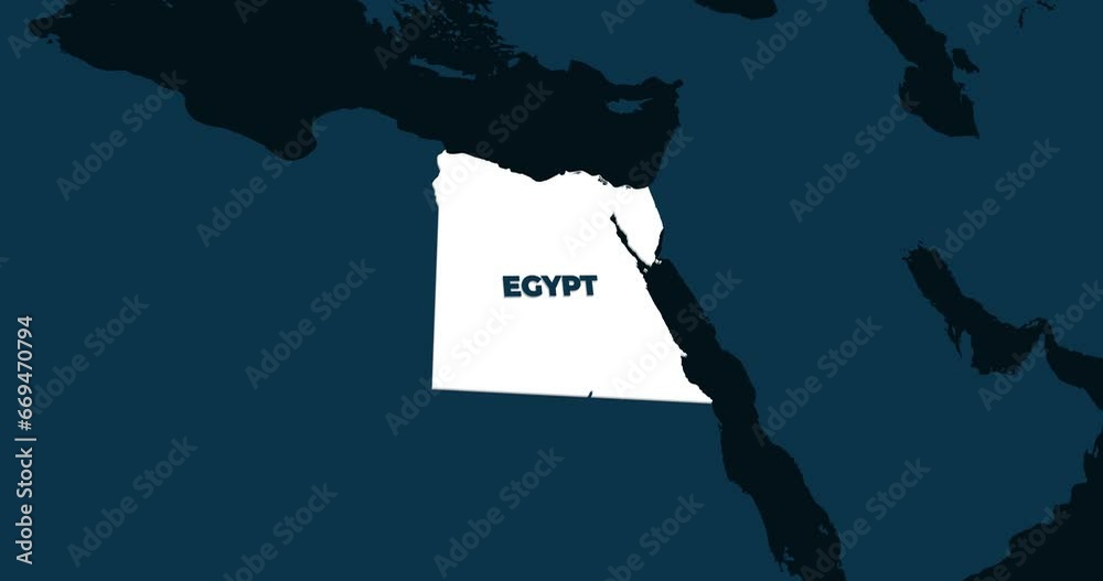 World Map Zoom In To Egypt. Animation in 4K Video. White Egypt ...