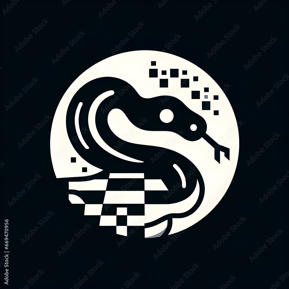 Super-minimalistic flat design logo for "ViperMate", a powerful chess ...