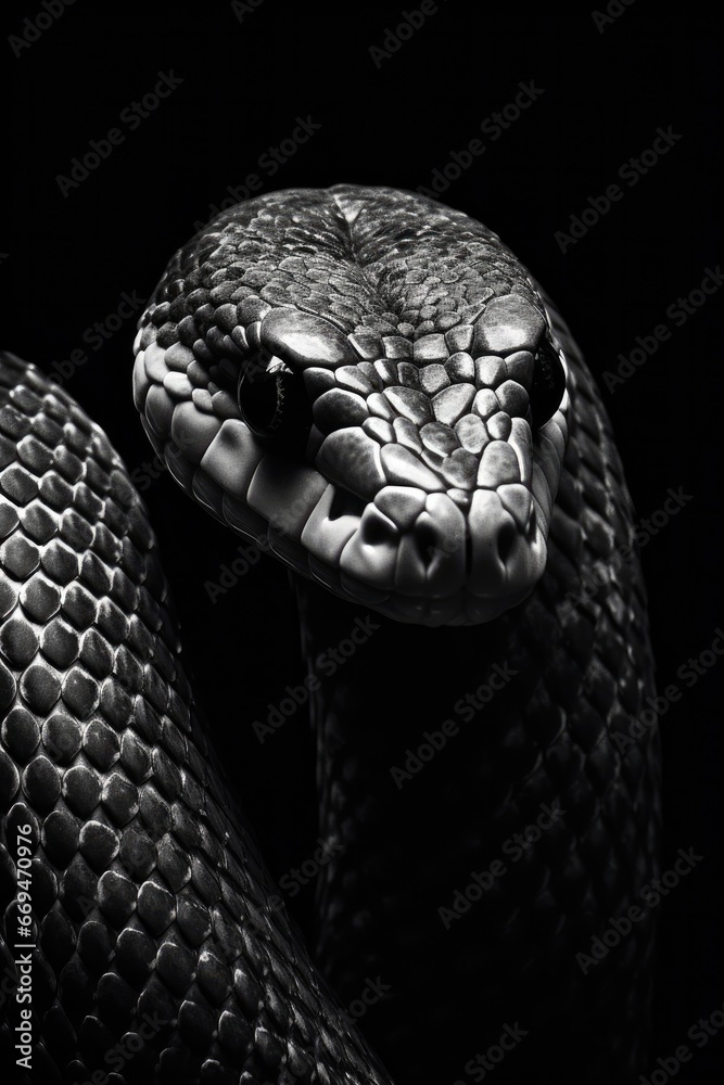 High resolution HD photo portrait of Snake, black background, detailed ...