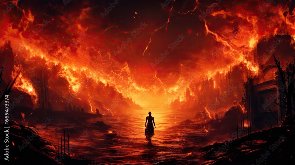 Hell concept, a place regarded in various religions as spiritual realm ...