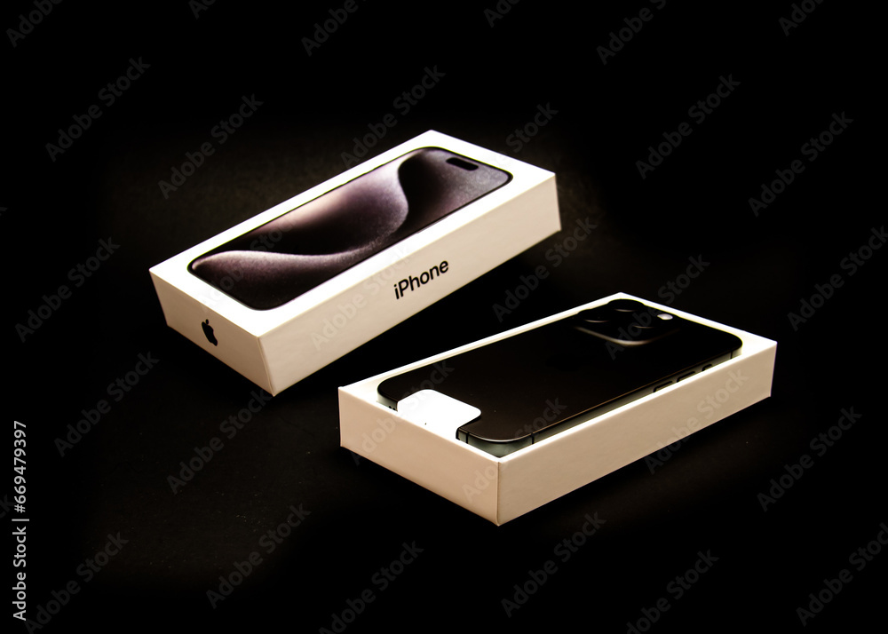 Side view three lenses of Pro camera system on rear of brand-new iPhone ...