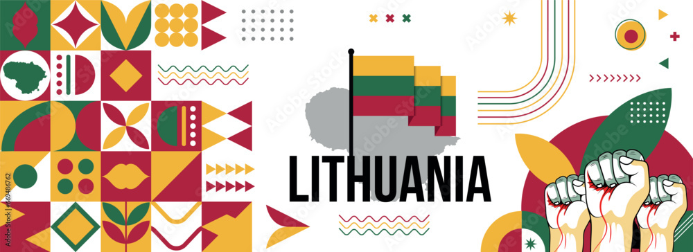 Lithuania national or independence day banner for country celebration ...
